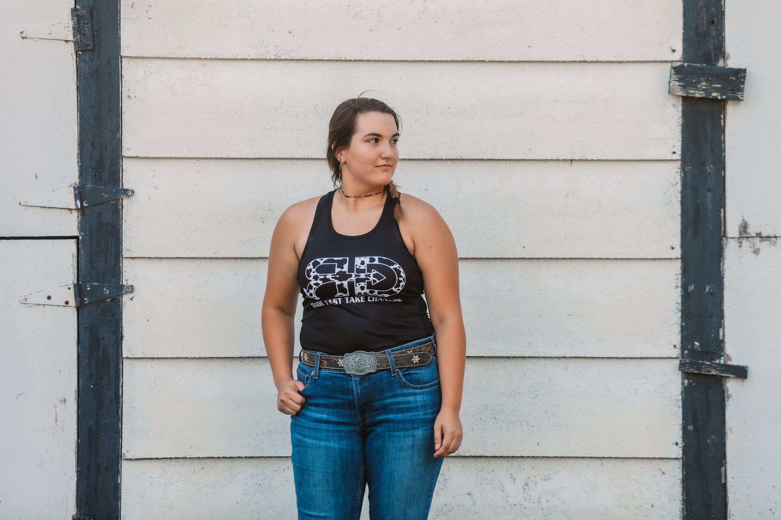 Tank Top Dri-fit Racer Back Cow Print | Rocket Donkey