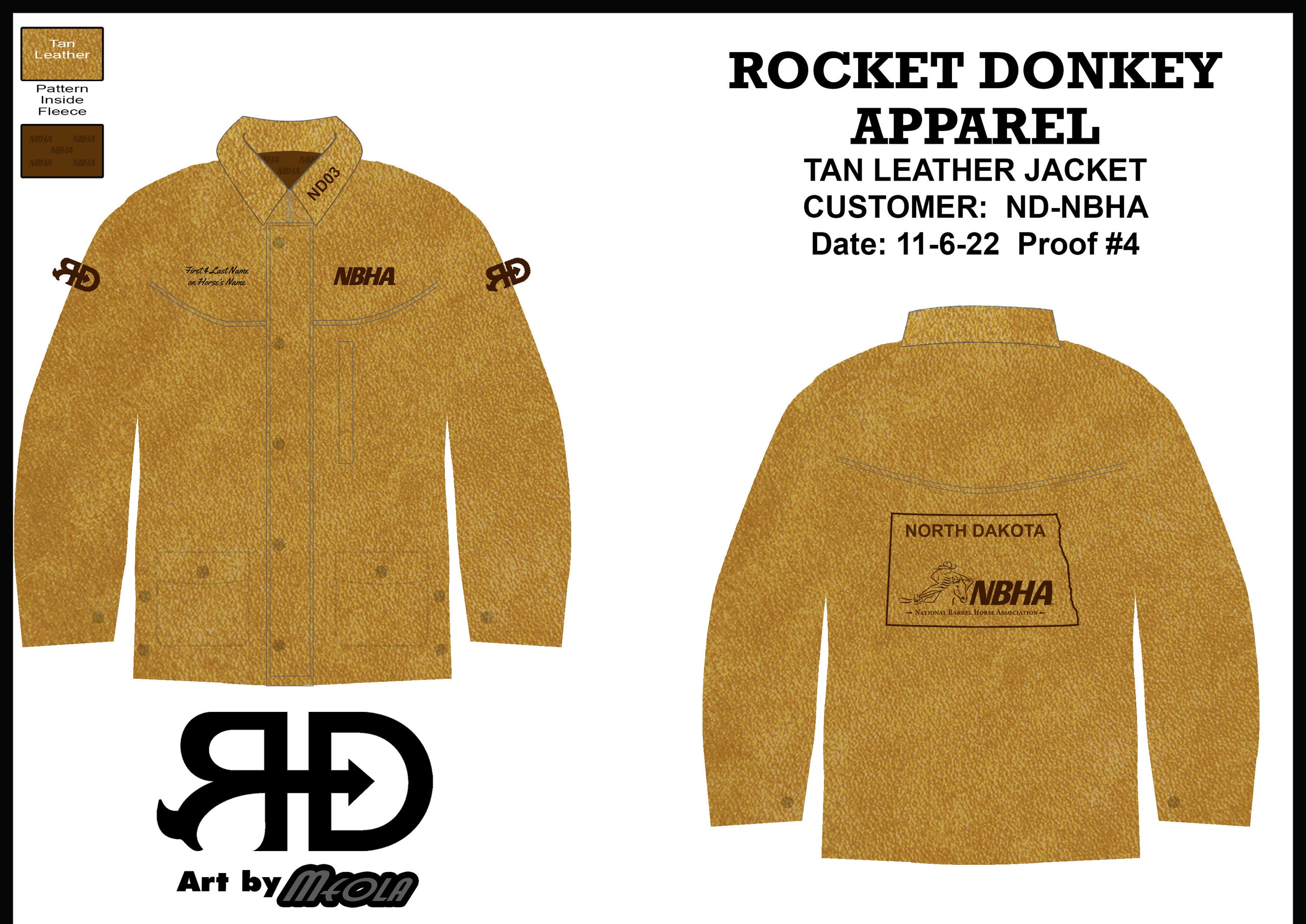North Dakota (ND) NBHA Finals Leather Jacket | Rocket Donkey