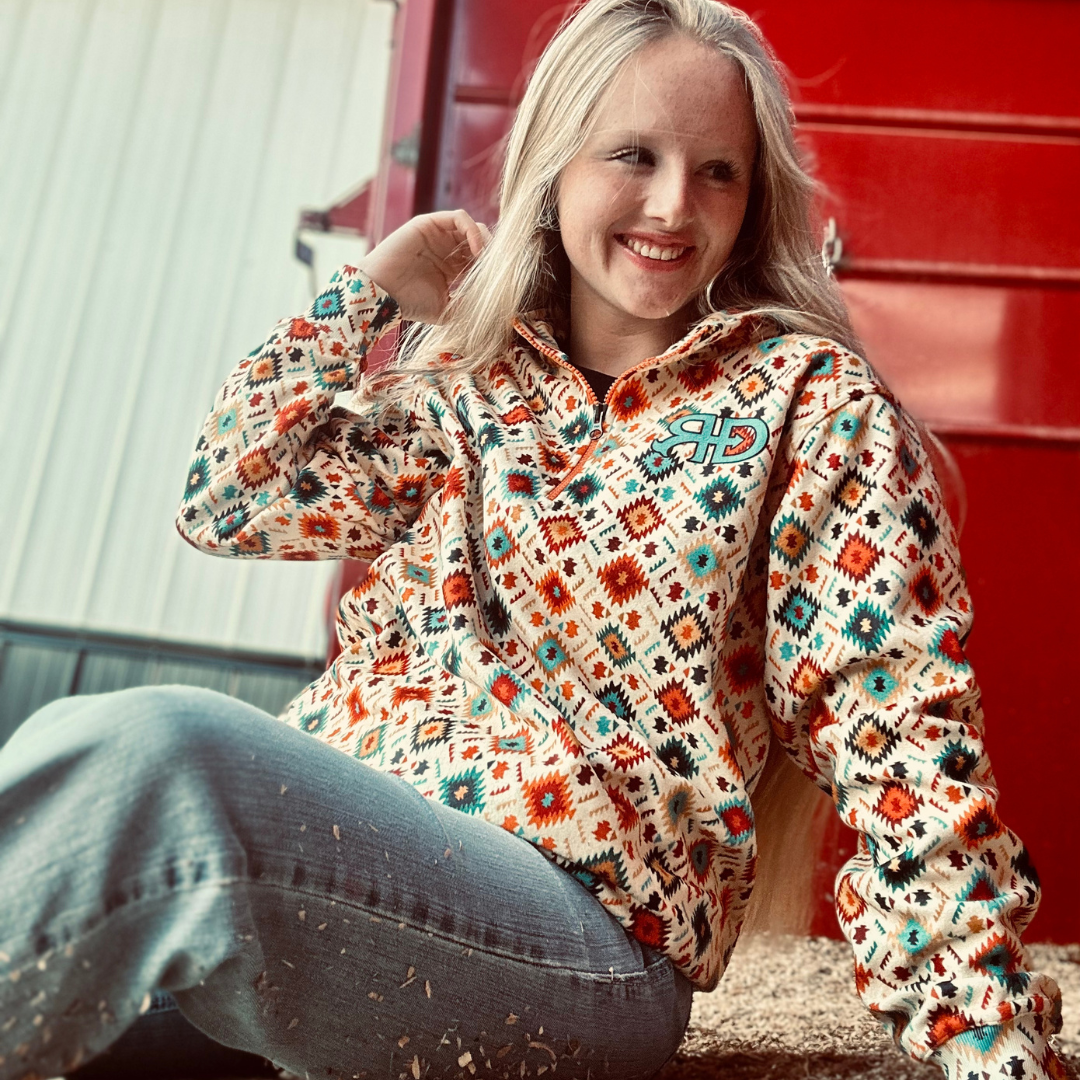 Tan Aztec Quarter Zip | Rocket Donkey