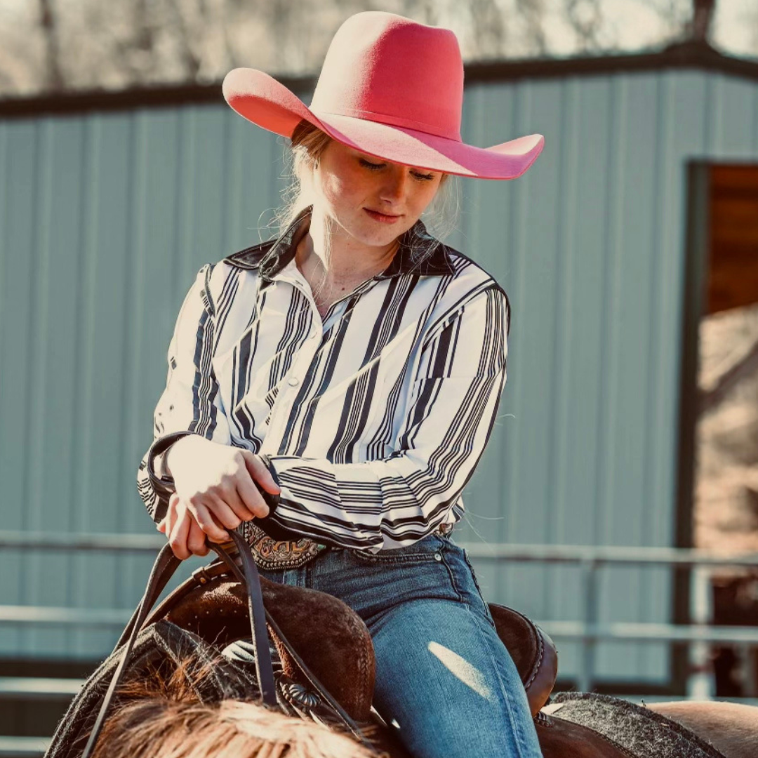 Black and white pinstripe rodeo shirt | Rocket Donkey